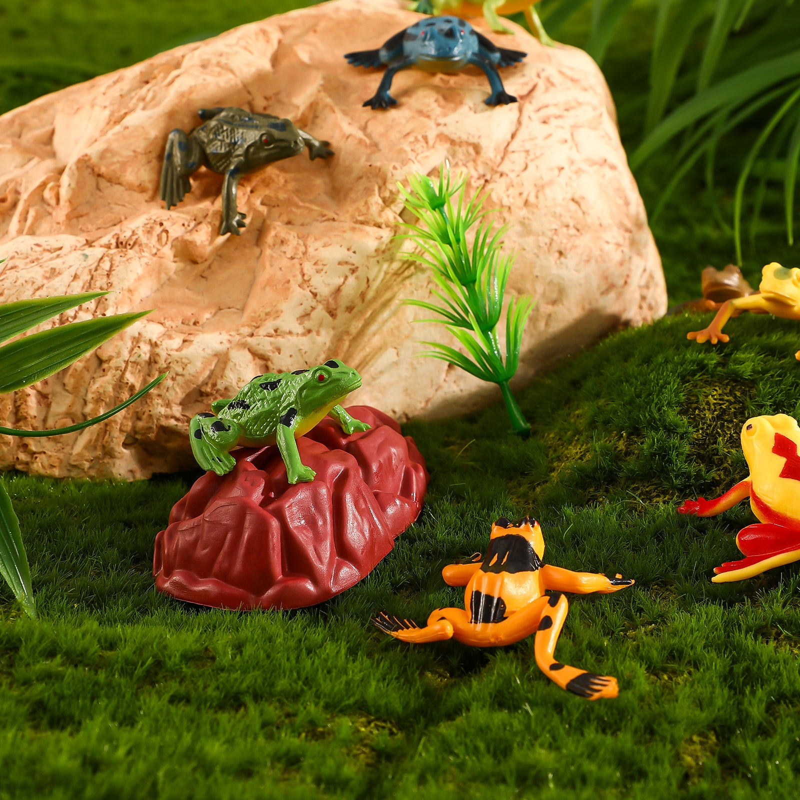 QIFULL 1 Set Small Frog Figurines Assorted Color PVC Ornaments for Doll ...