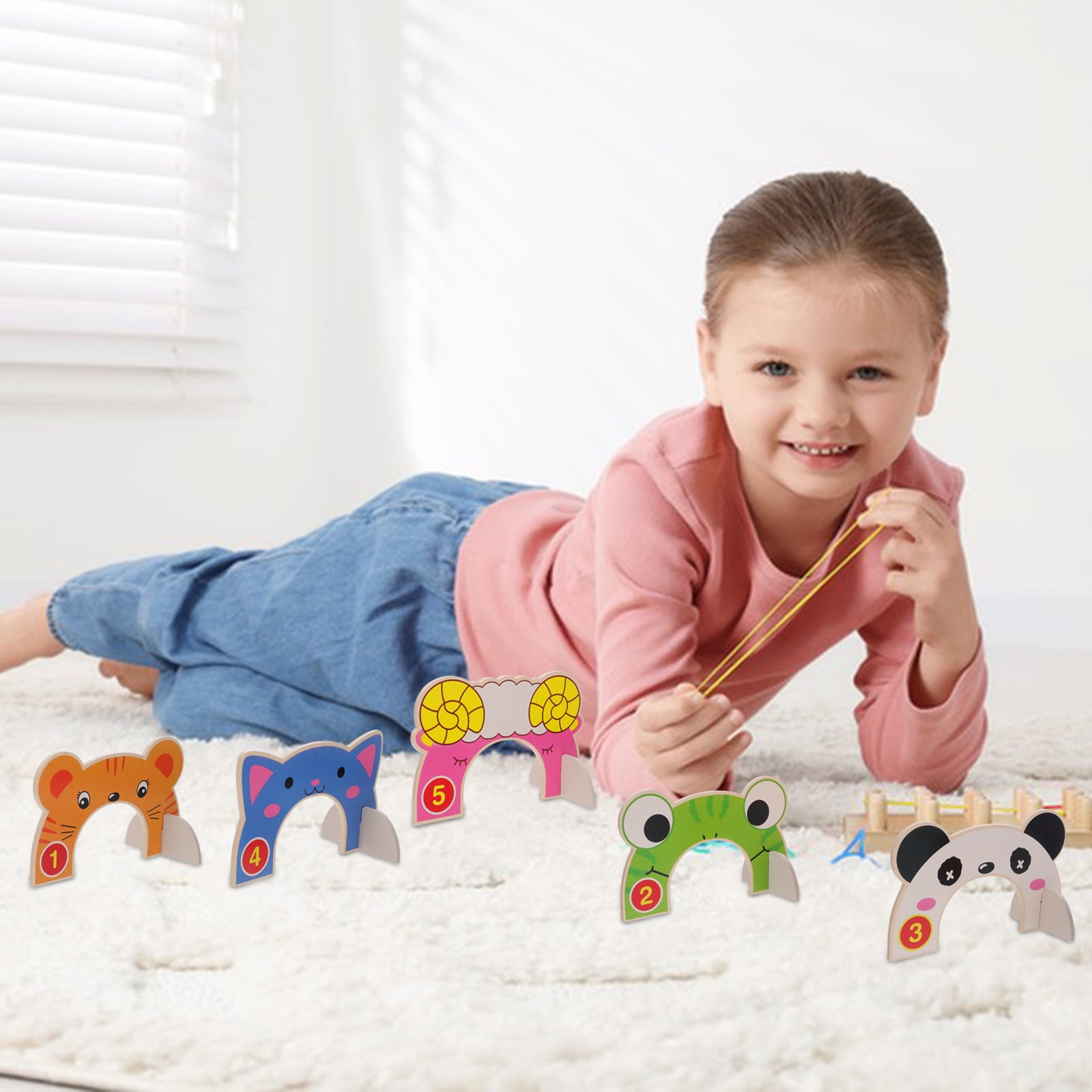 QIFULL 1 Set Kids Animal Croquet Set Outdoor Wood Assorted Color for ...