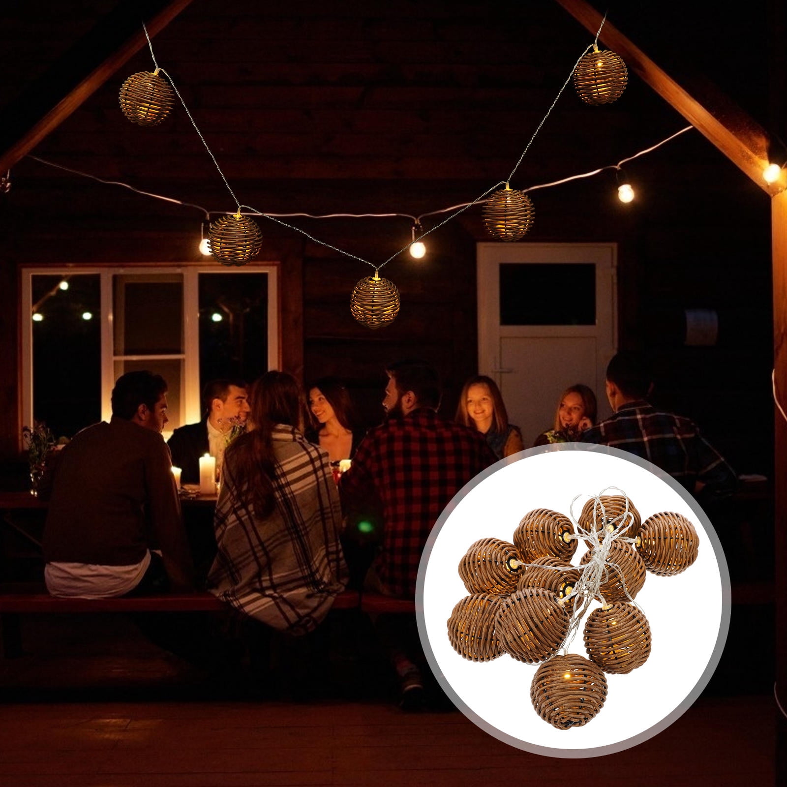 QIFULL 1 Set Simulation Rattan String Light for Outdoor Gathering ...