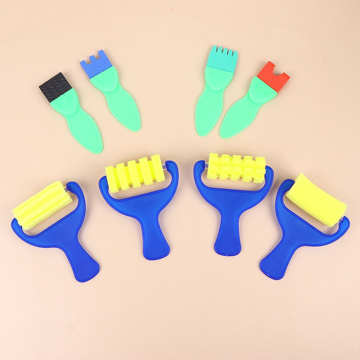 QIFULL 16 Pcs Childrens Sponge Paintbrush Set Assorted Color EVA Foam ...