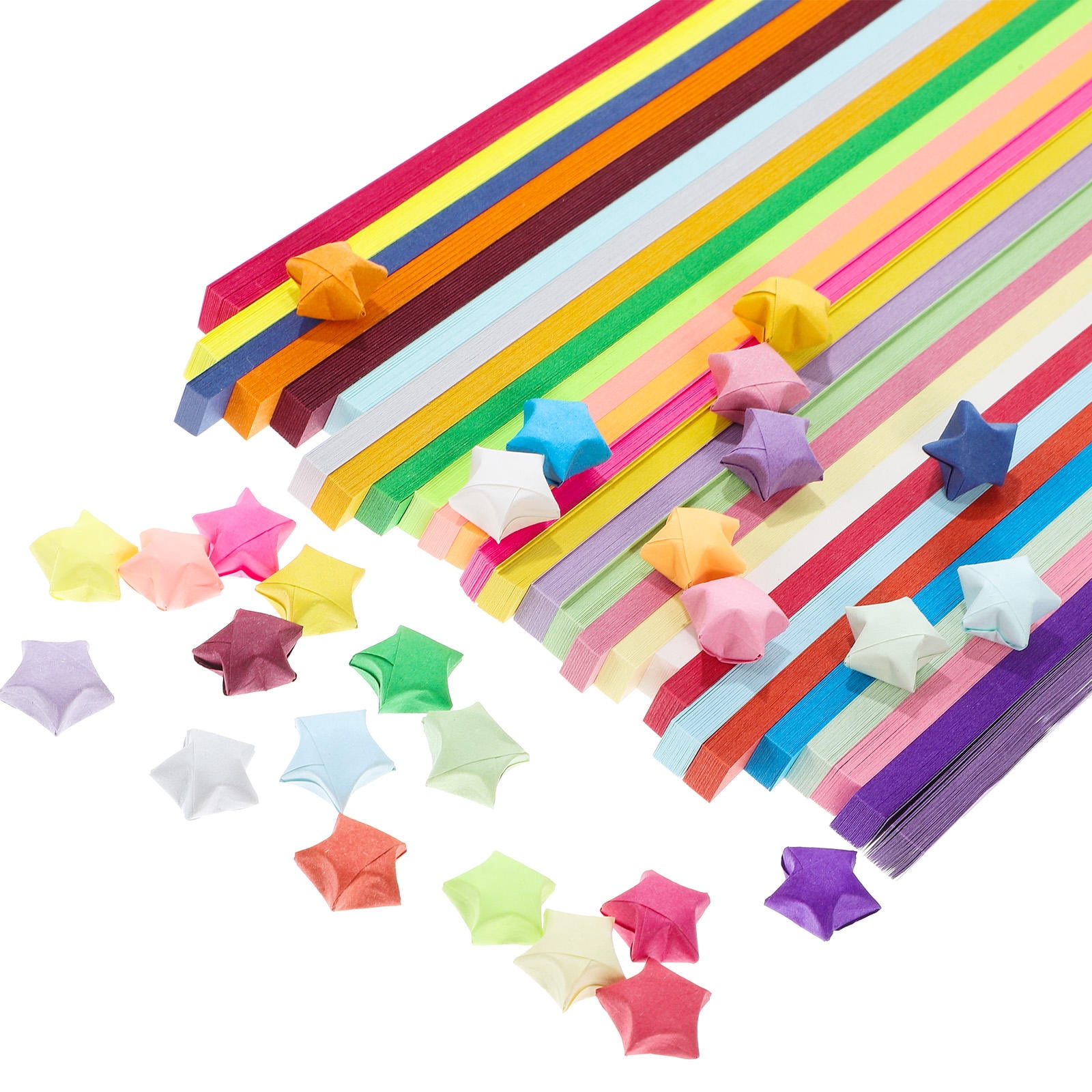 QIFULL 2700 Sheets Origami Star Folding Paper Strips, 27 Solid Colors ...