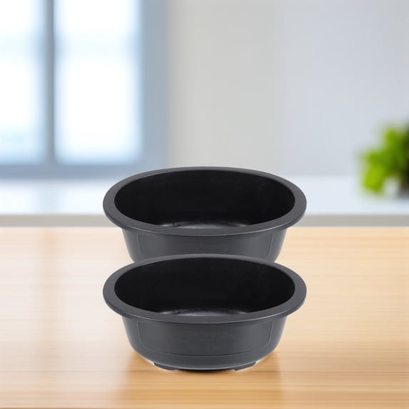 QIFULL 2Pcs Black Garden Bonsai Planter Oval Plastic Pot with Drainage ...