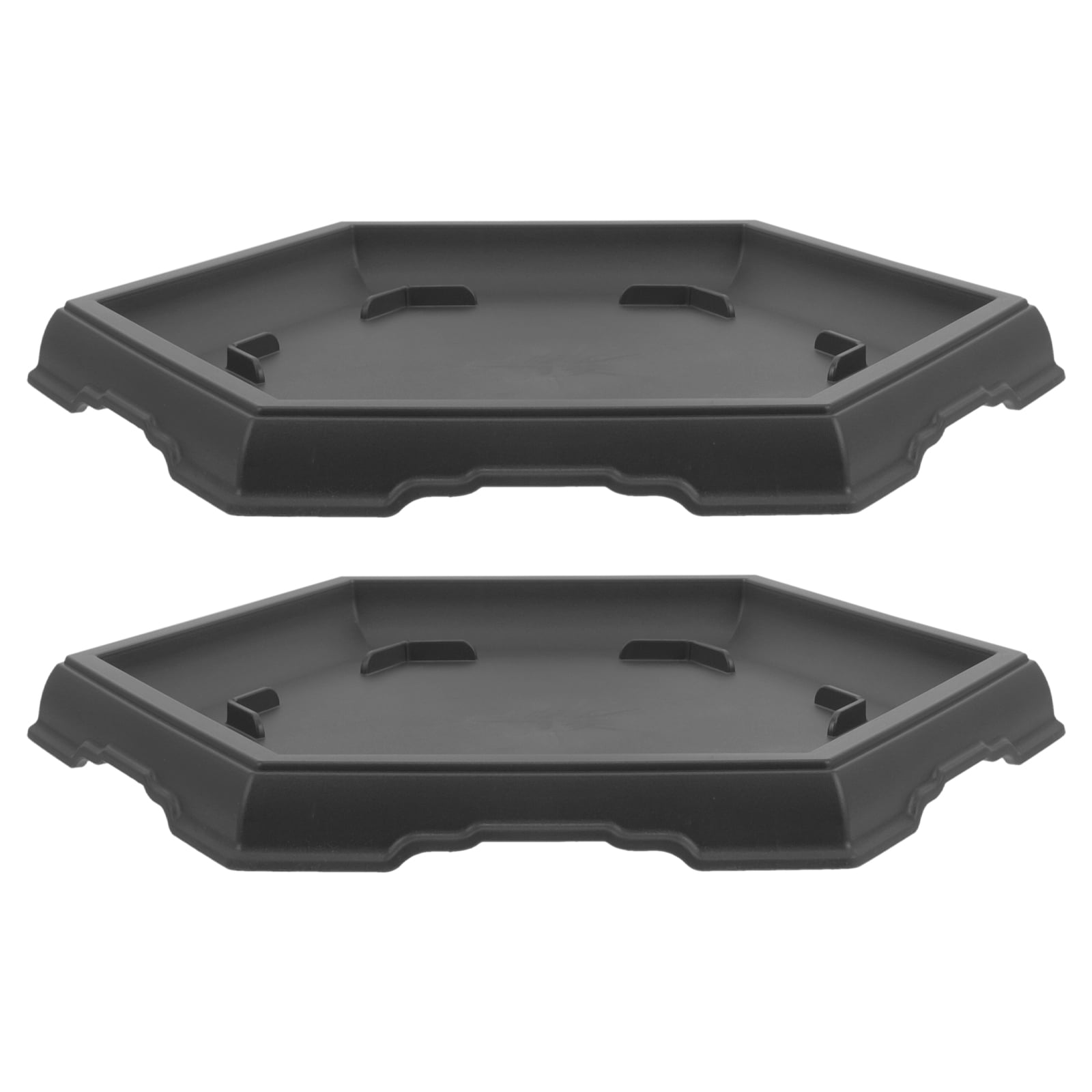 QIFULL 2Pcs Hexagonal Modeling Plants Tray Black Plastic Planter Saucer ...