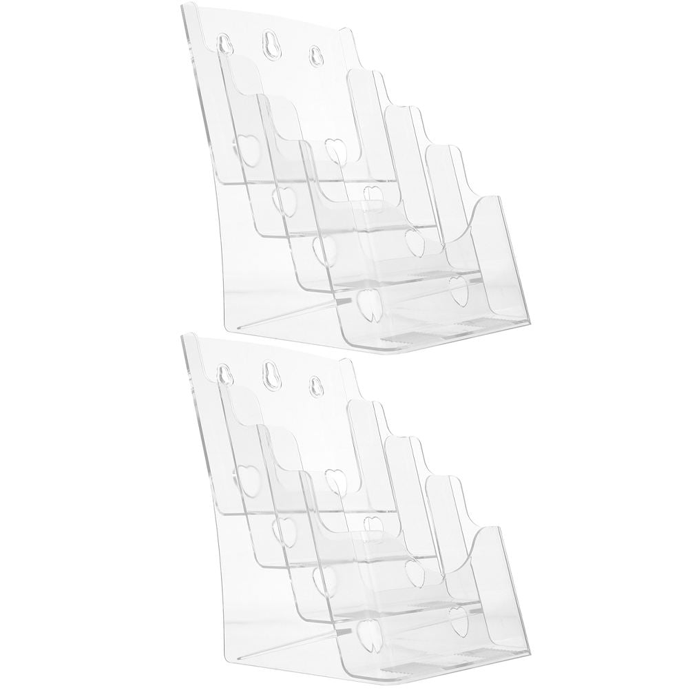 QIFULL 2Pcs Transparent Plastic Pamphlet Display Stand for Document ...