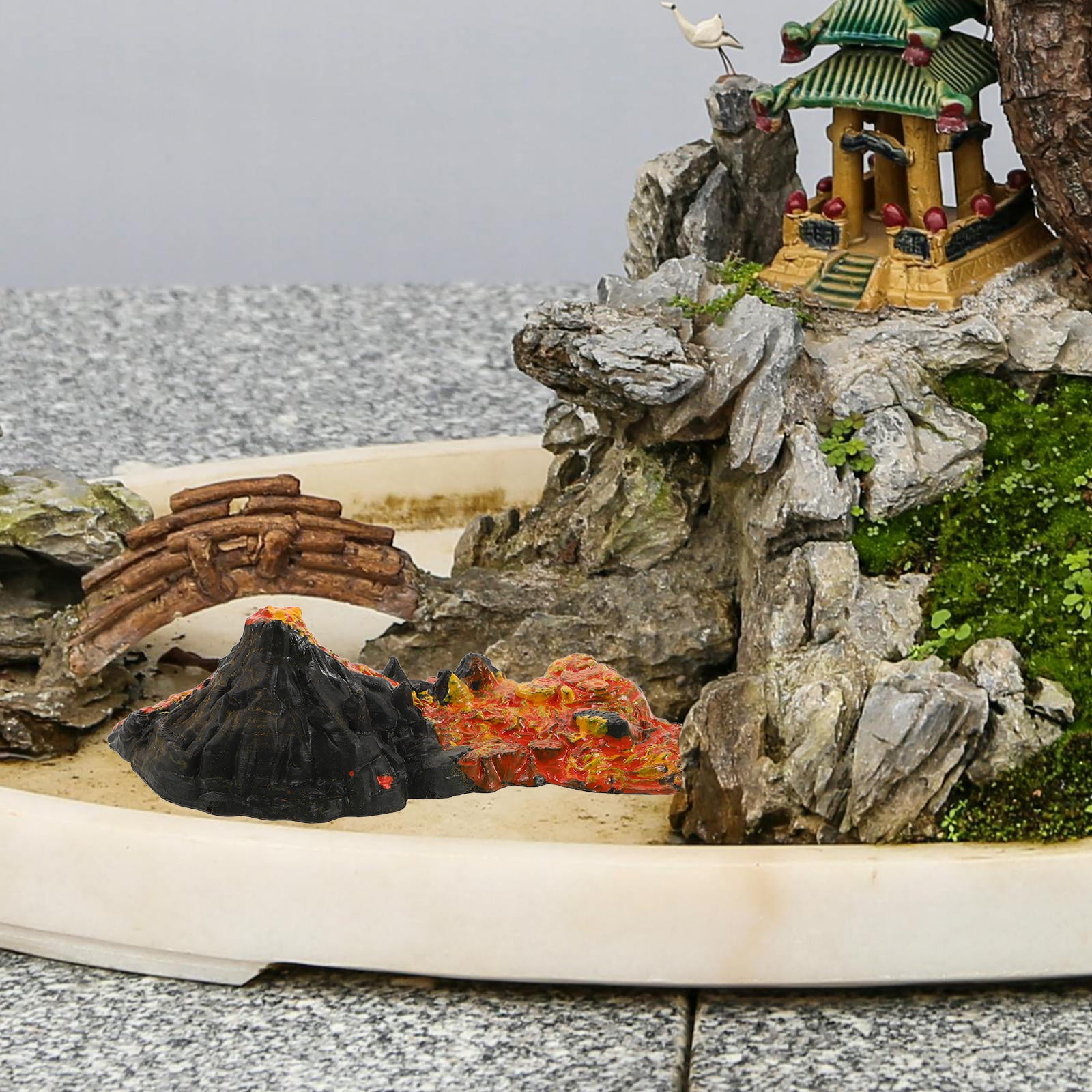 QIFULL Volcano Fish Tank Decorations PVC Aquarium Decor Volcano Model ...