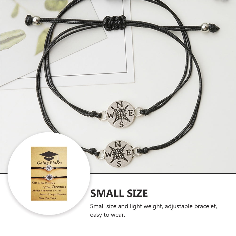 QIFULL 2Pcs Wax Wire Graduation Bracelets Adjustable Decorative Wrist ...