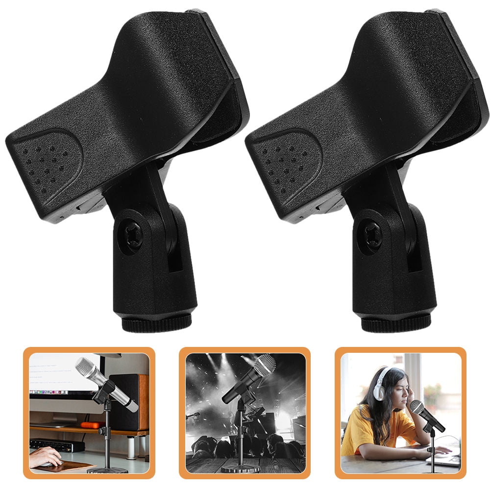 QIFULL 2Set Microphone Mount Clamp Black Adjustable Height and ...