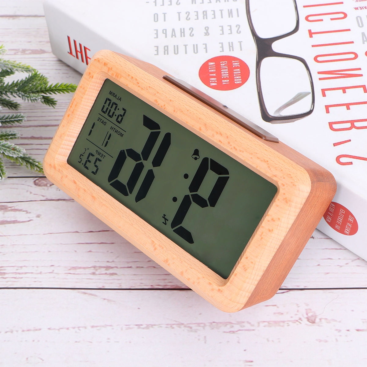 QIFULL 3Pack Bedside Digital Clock Wooden Desktop Clock Alarm Snooze ...