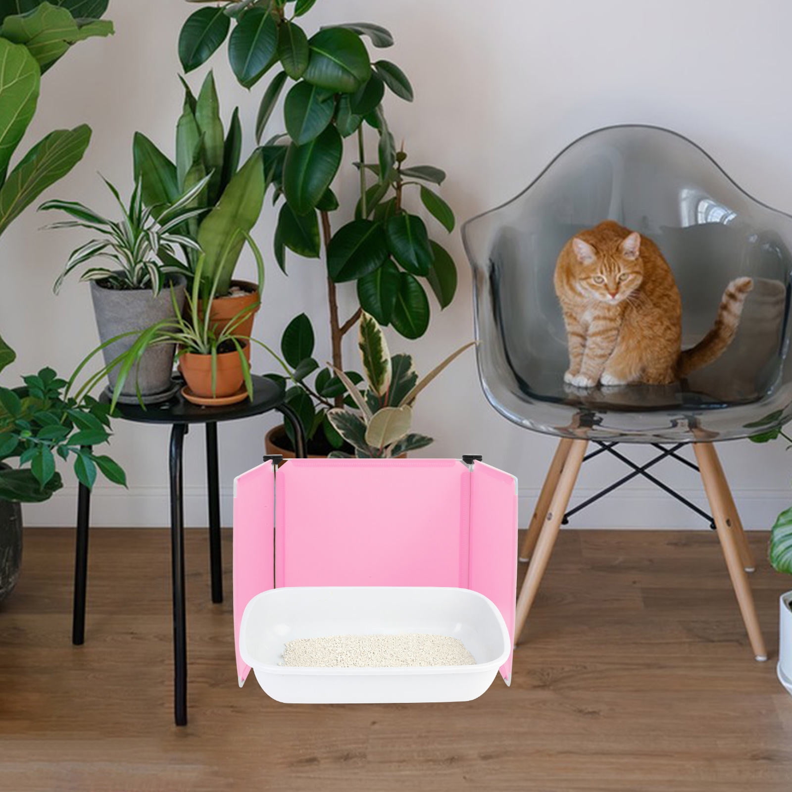 QIFULL 3Pcs Tall Litter Box Enclosure Plastic Resin for Cat Litter Box ...