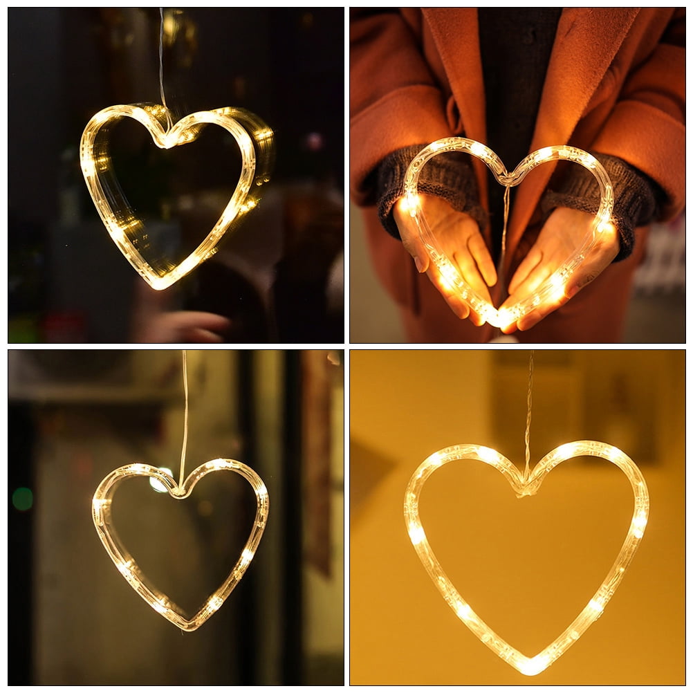 QIFULL 3pcs Valentines Day Window Lights PC Material Suction Cup ...