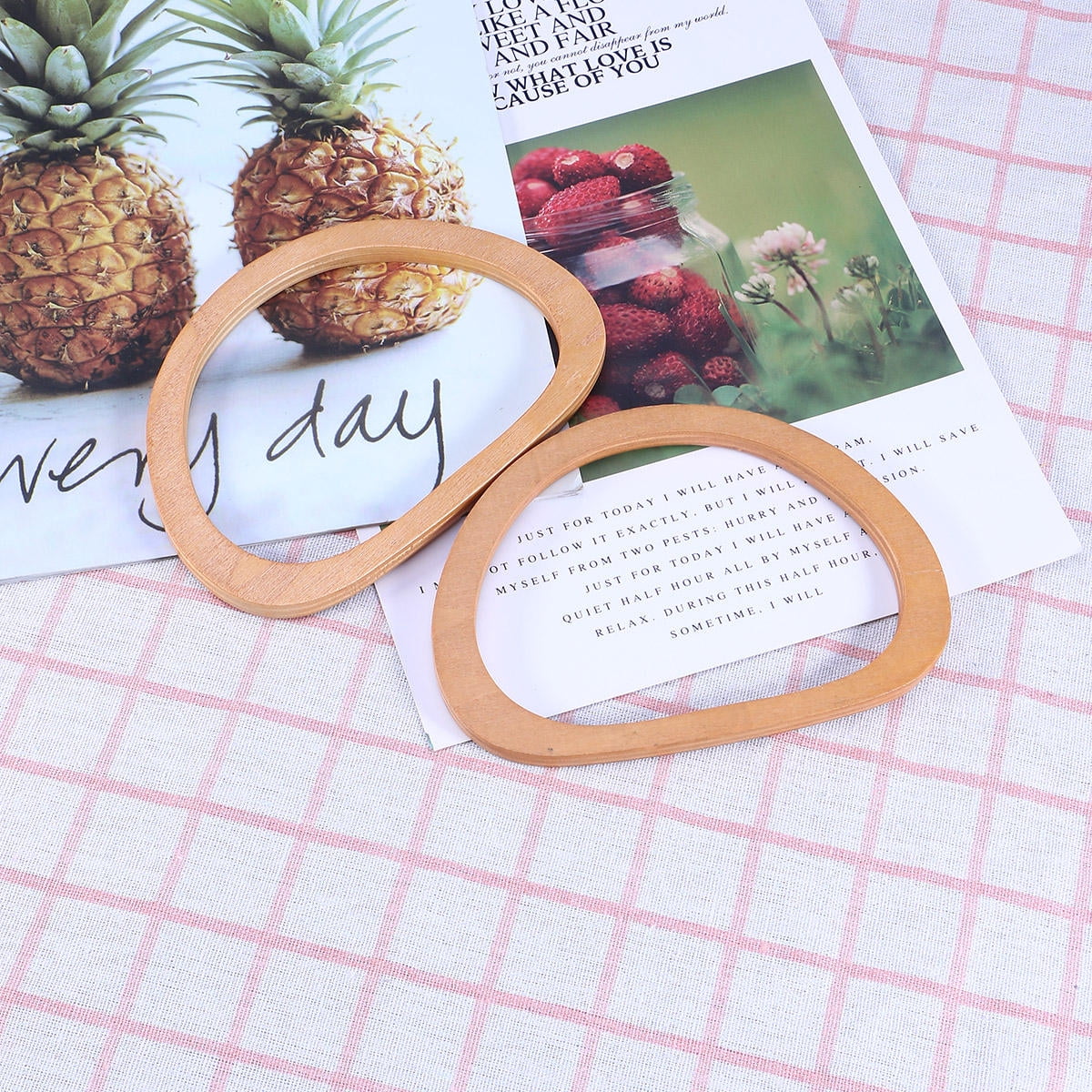 QIFULL D-Shaped Purse Handles Replacement Khaki Wood 2Pcs Diy Accessory ...