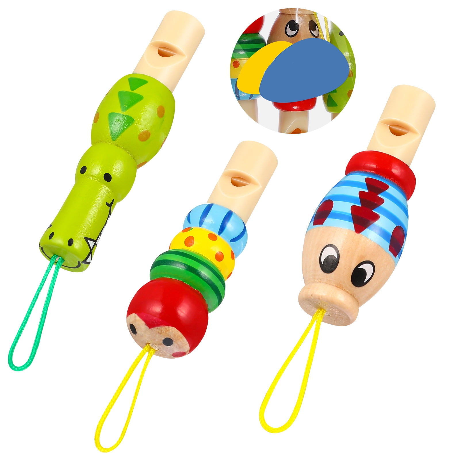 QIFULL Fun Kid Whistles Wood Animal Whistles Music Education ...