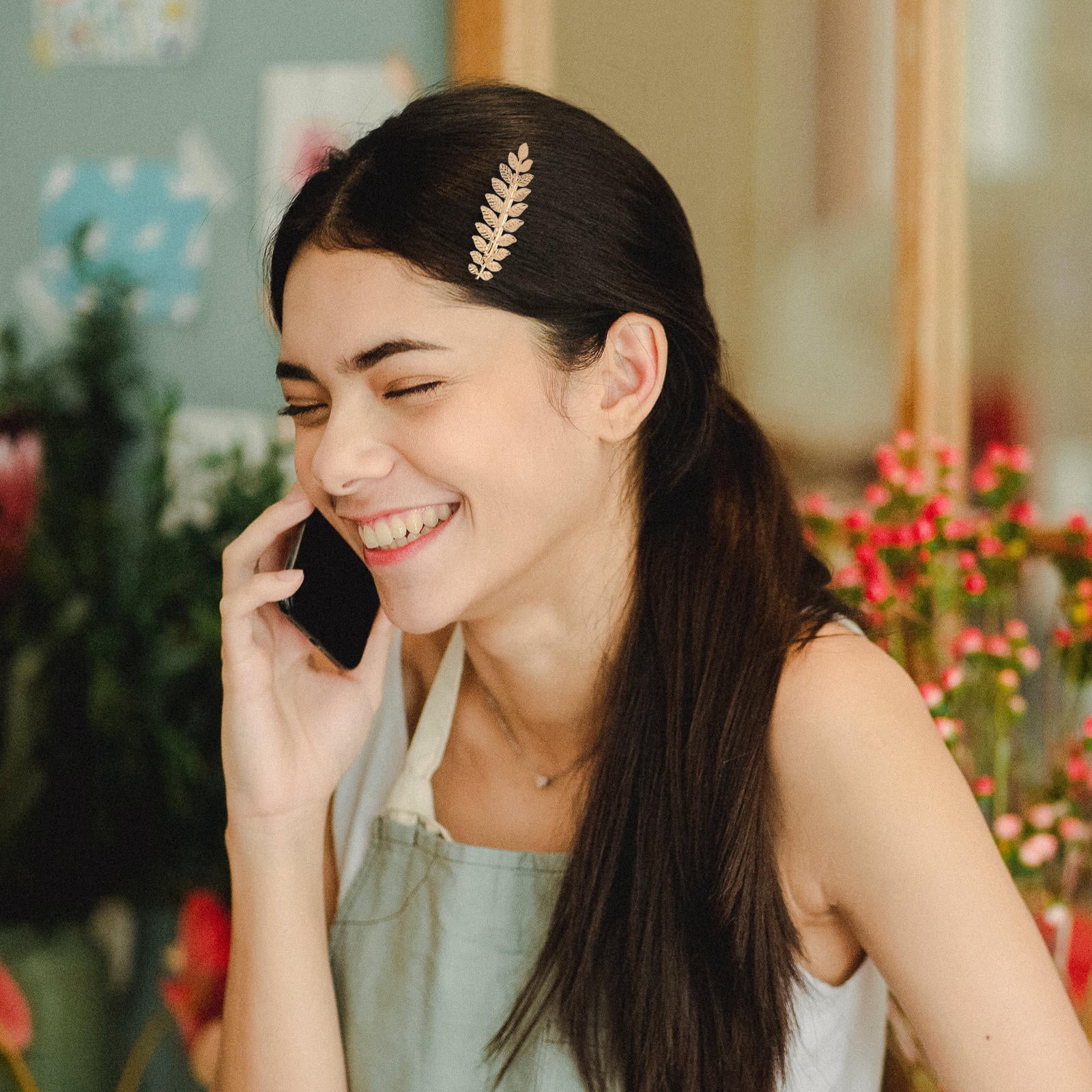 QIFULL Hair Barrette Leaf Simple Hair Decoration for Women Wedding ...