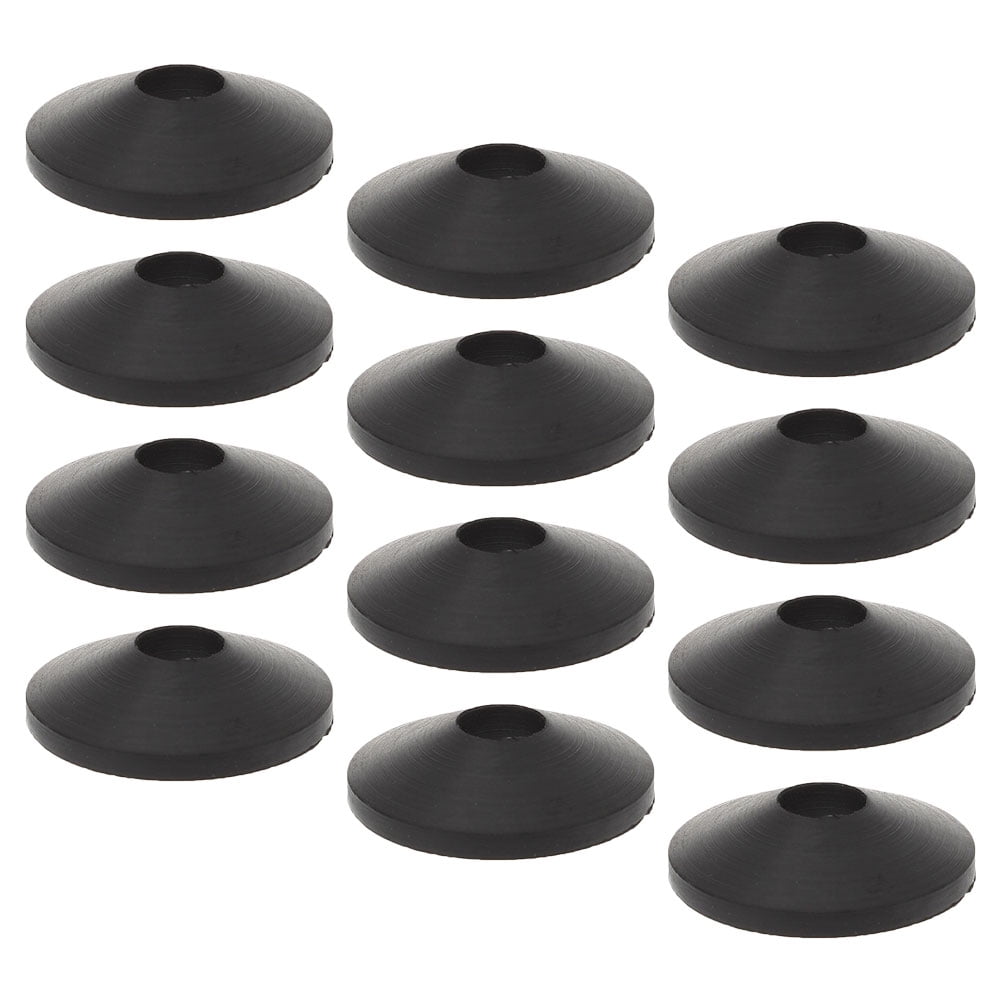 QIFULL Toilet Lid Bolts Toilet Bolt Rubber Washer Black 12Set Conical ...