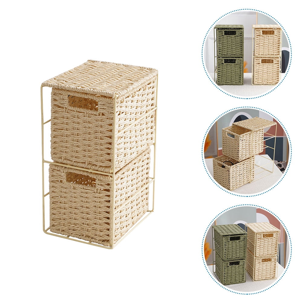 QIFULL Woven Basket Drawer Rattan Storage Bin Tidy Up Your Space Home ...