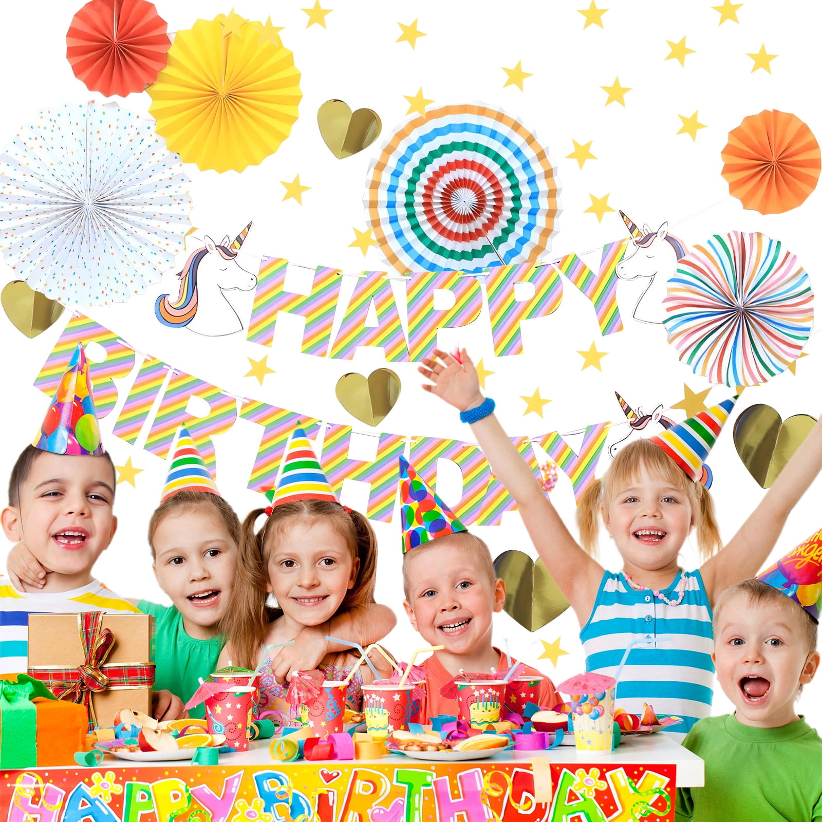 QIGEEKU Birthday Decorations Creative Colorful Unicorn Hanging ...