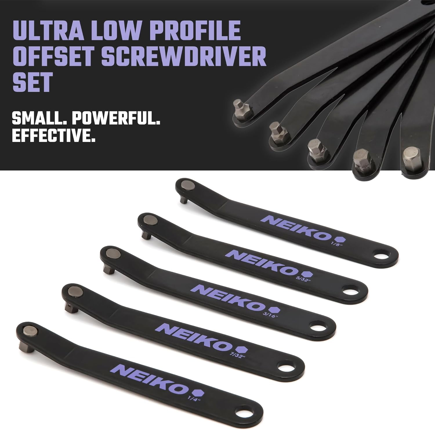 QIHE-01320A Ultra Low Profile Offset Screwdriver Hex Set, 5 Pc, Heavy ...