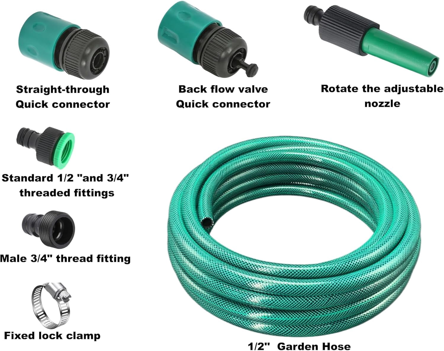 QIHE-1/2 Inch Short Garden Hose 10 Ft, Flexible Water Hose for Lawn ...