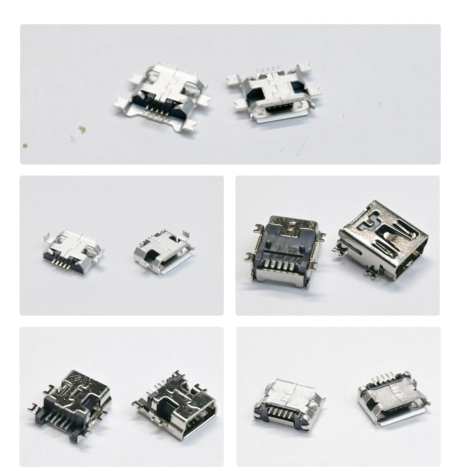QIHE-100 Pcs 10 Types Micro USB Female Connector Set, 5-Pin Micro USB ...