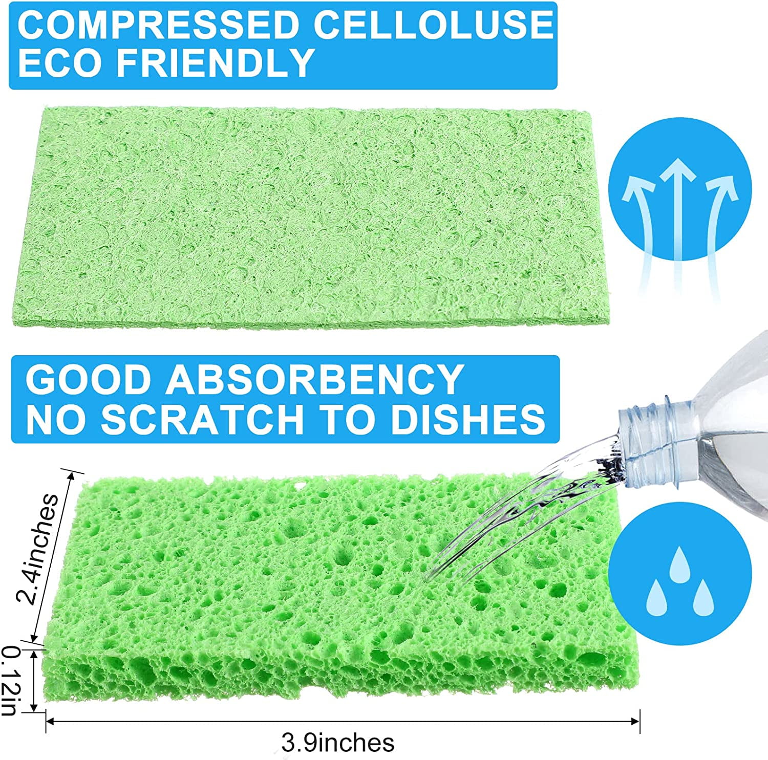 QIHE-100 Pieces Kitchen Sponge Bulk Natural Sponges for Dishes ...