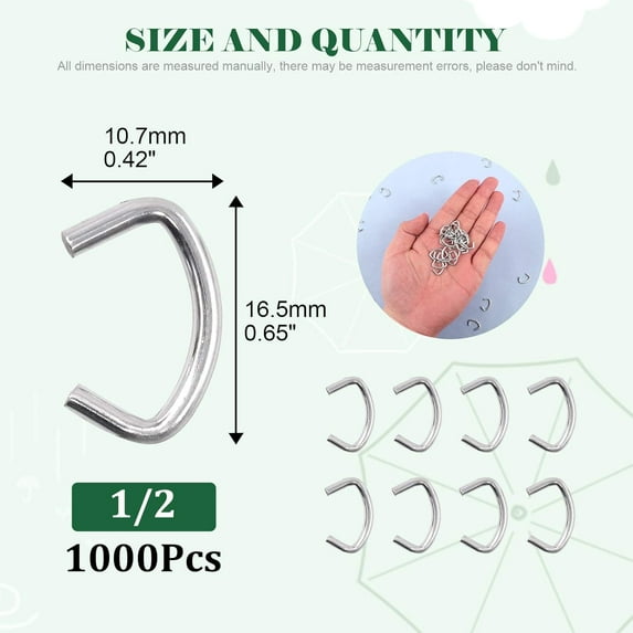QIHE-1000Pcs 1/2" Hog Rings, Galvanized Hog Rings, Hog Rings for Auto ...