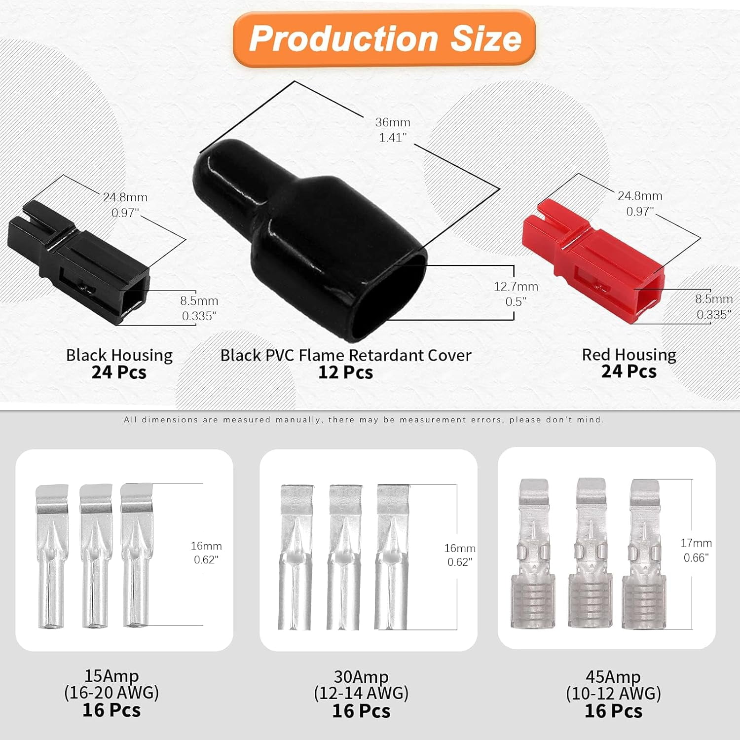 QIHE-108Pcs 15/30/45 Amp Quick Disconnect Power Terminals Connectors ...