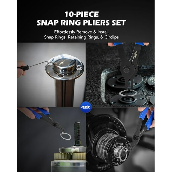 QIHE-10pc Snap Ring Pliers Set, Internal & External Circlip Pliers Set ...