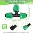 QIHE-12 Pack 1/2 Inch Drip Irrigation Tee (1/2" ID x 0.65" OD), Drip ...