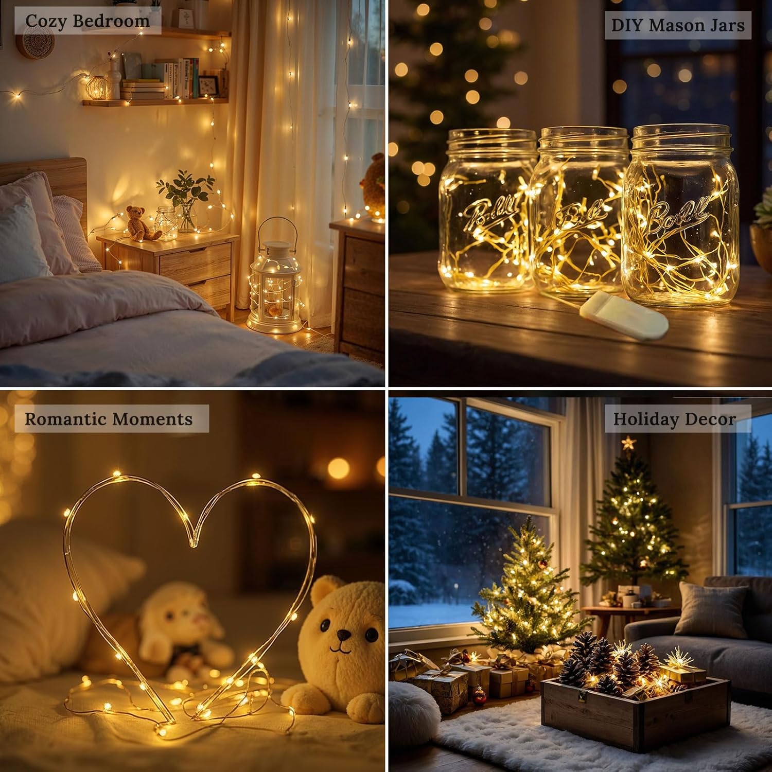 QIHE-12-Pack Fairy String Lights, 7ft 20 LEDs Each, Battery Operated ...