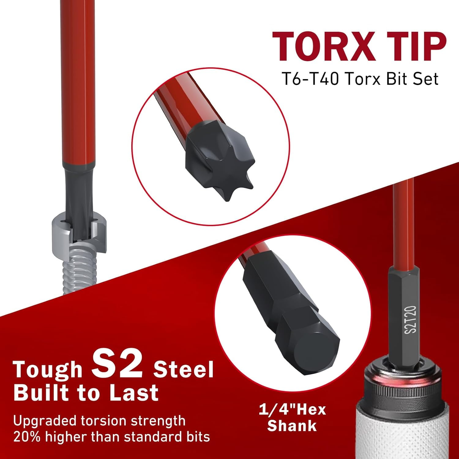 QIHE-13-Piece Long Torx Bit Set, 6-Inch (150mm), T6-T40, Magnetic S2 ...