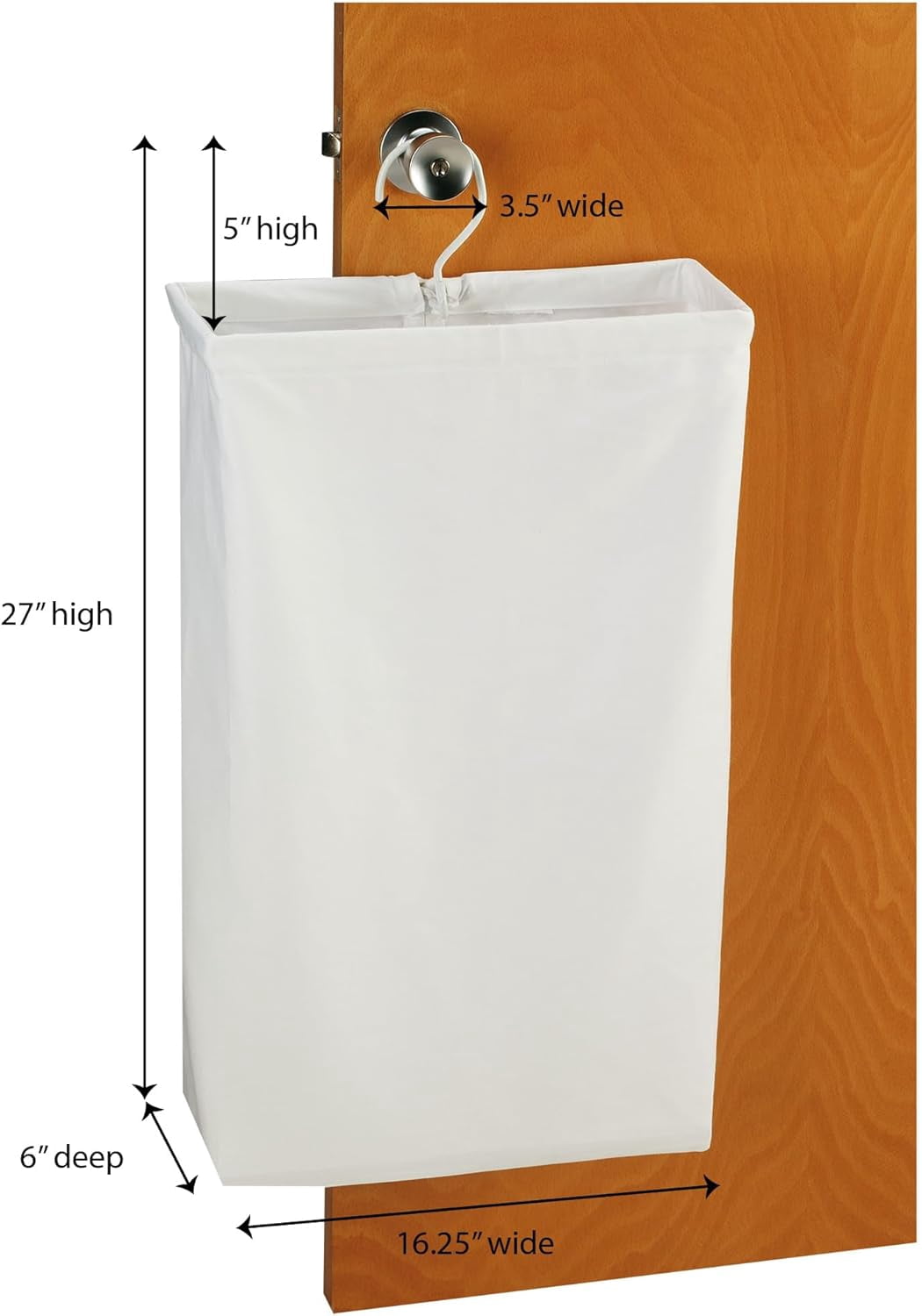 QIHE-148 Hanging Cotton Canvas Laundry Hamper Bag | White, 6" x 16" x ...