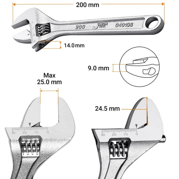 QIHE-15-Inch Adjustable Wrench - Professional Heavy Duty Chrome ...