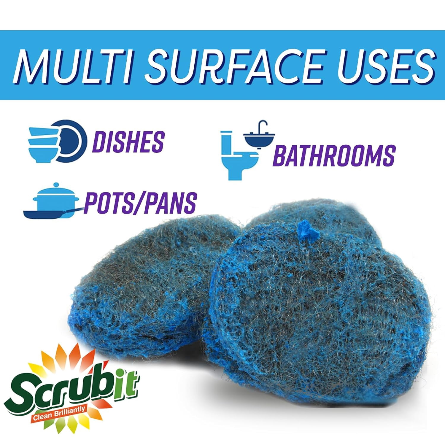 QIHE-18 Pack Steel Wool Soap Pads by - Metal Scouring Cooktop Cleaning ...