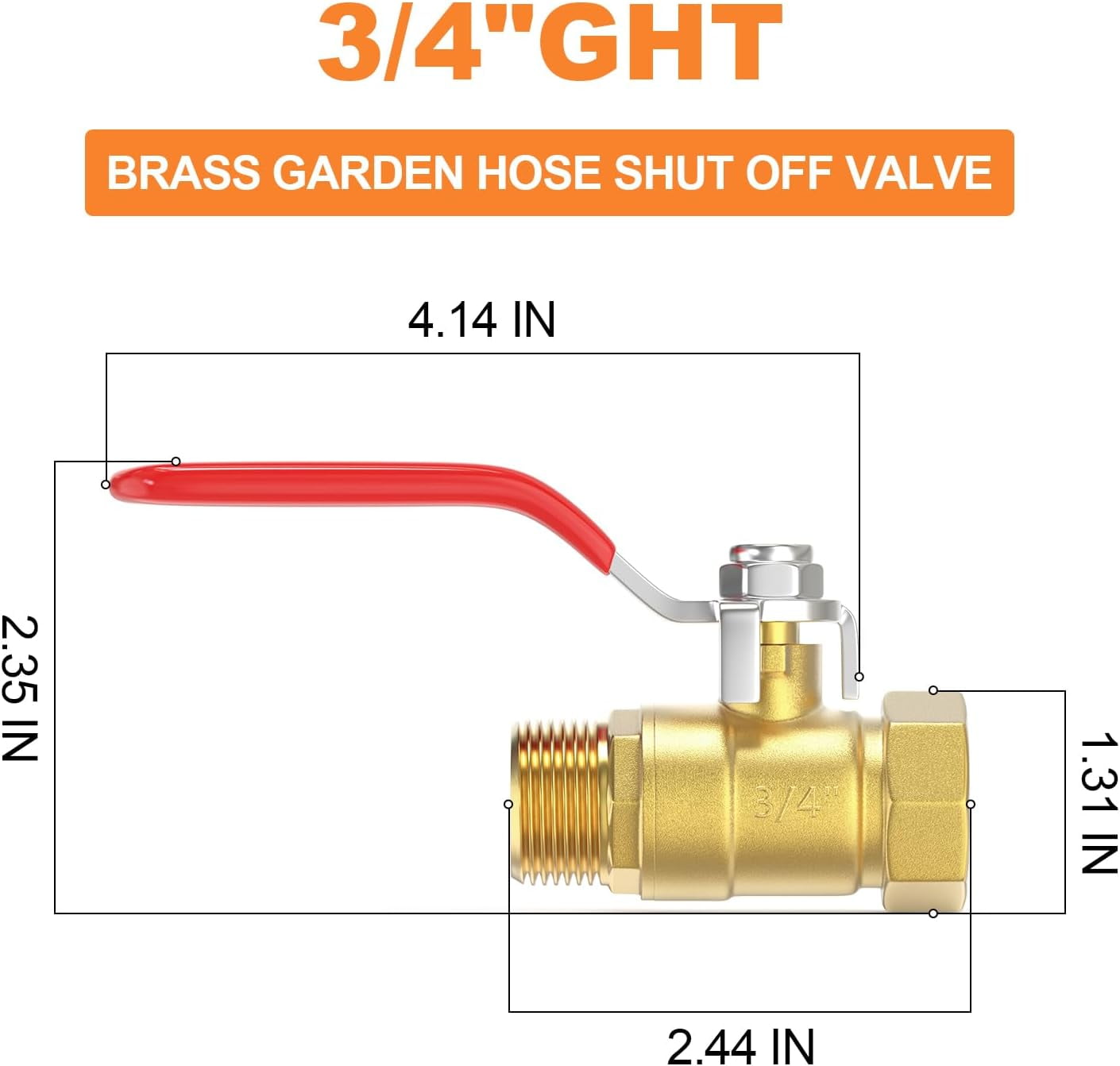 QIHE-1Pc Brass Garden Hose Shut Off Valve, 3/4" GHT Water Hose Shut ...