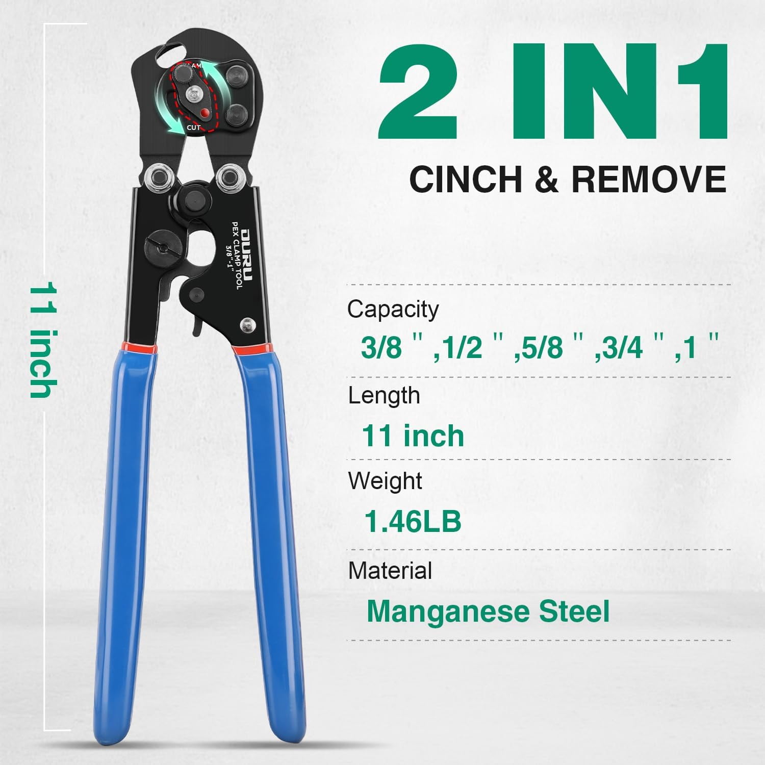 QIHE-2 IN 1 Ratchet Pex Crimping Tool Pliers Cinch and Remove Combo ...