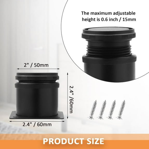 QIHE-2.5 Inch Adjustable Furniture Legs Set of 4, Stainless Steel ...