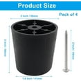 QIHE-2 Inch Plastic Furniture Legs Set of 4, Black Screw in Legs Round ...