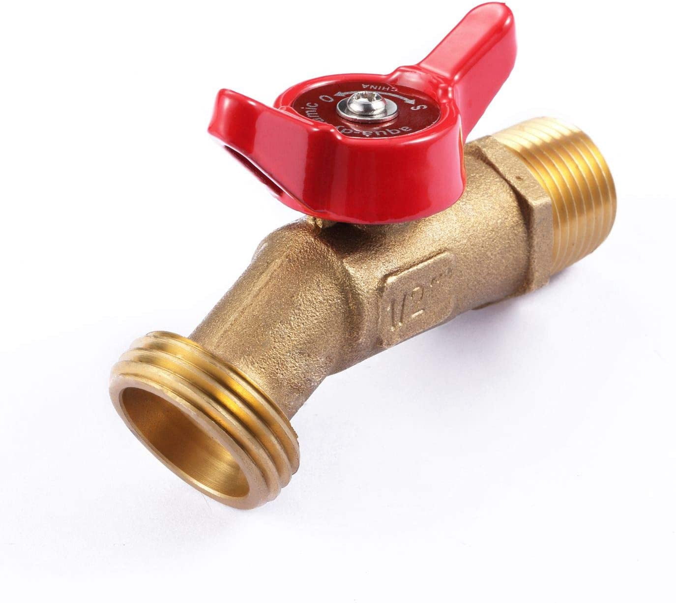 QIHE-2 PCS Heavy Duty Brass Hose Elbow Stop Valve Hose Bibb Boiler ...
