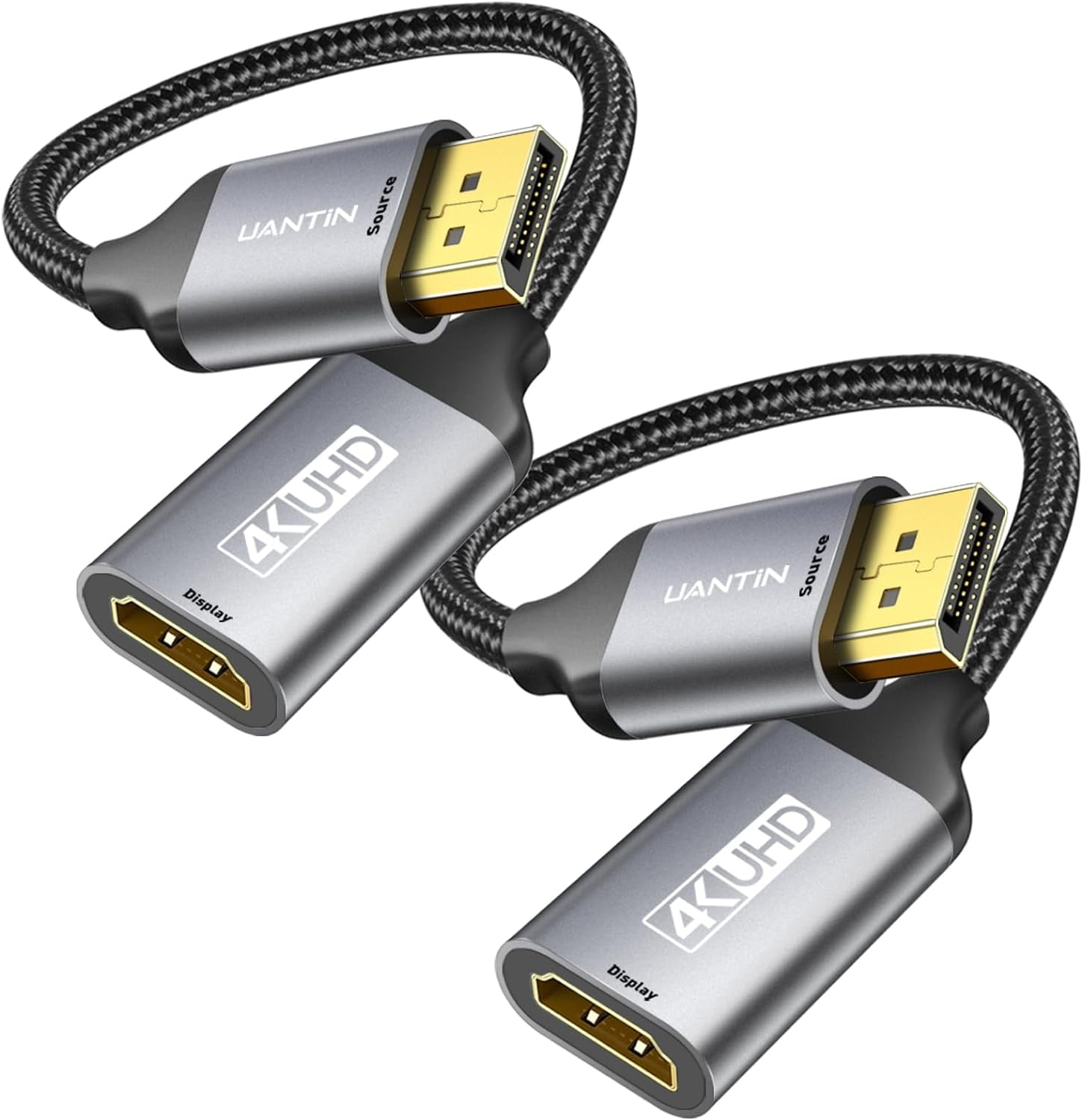 QIHE-2-Pack Display Port to HDMI 4K Adapter | Braided DP DisplayPort ...