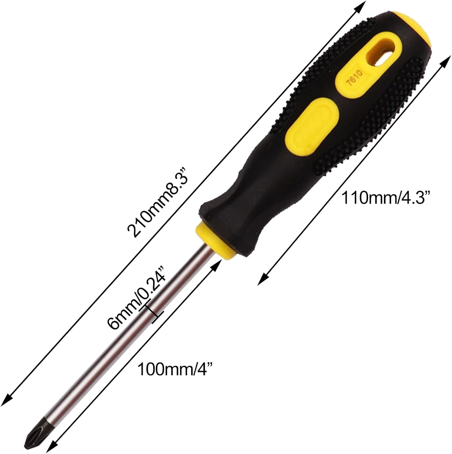 QIHE-2 Pack Phillips Screwdriver - 4 Inch Shaft, Cross-head 6mm PH2 ...