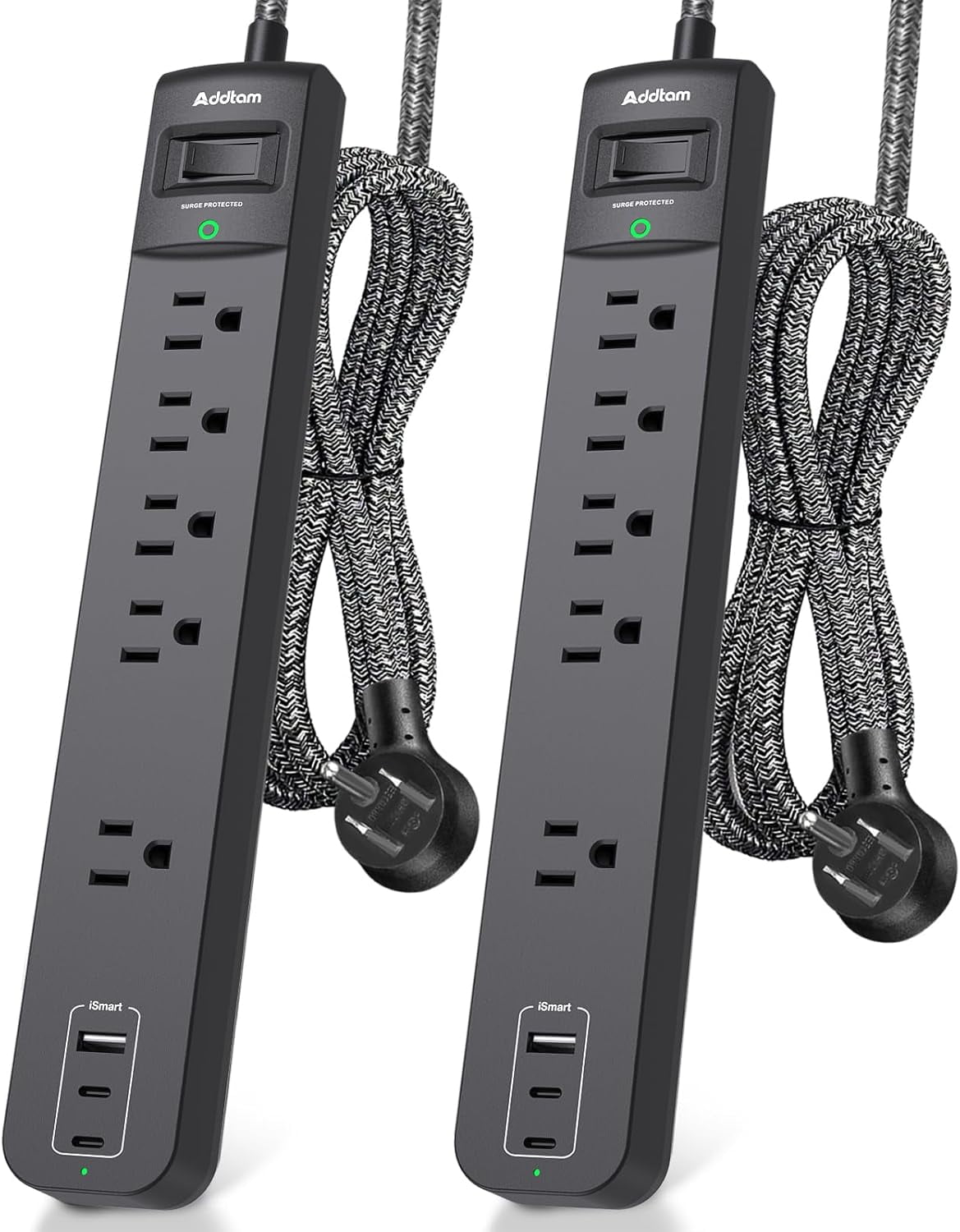 QIHE-2 Pack Short Power Strip Surge Protector- USB C Power Strip,3ft ...