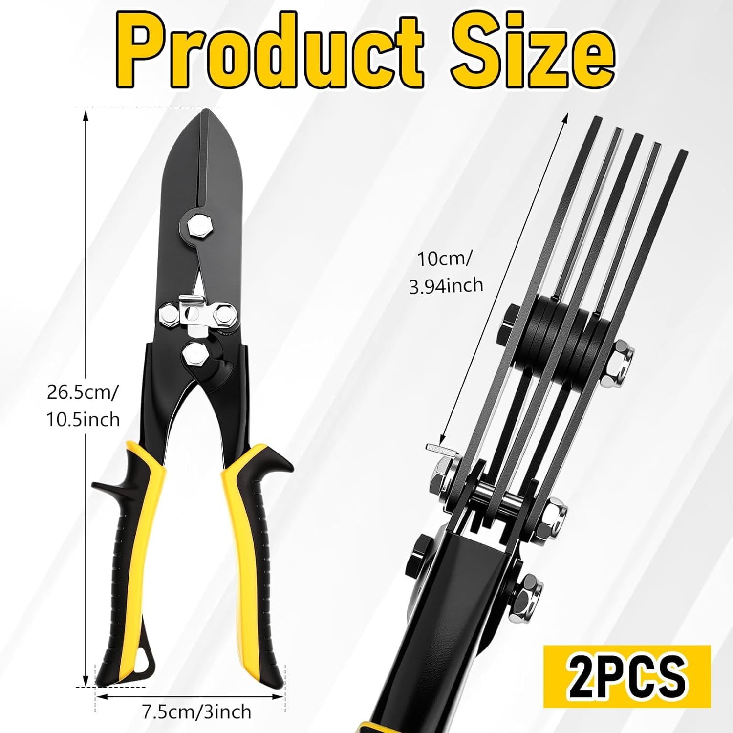 QIHE-2 Pcs 5 Blade Hand Crimper Sheet Metal Tool, Gutter Crimping Tool ...
