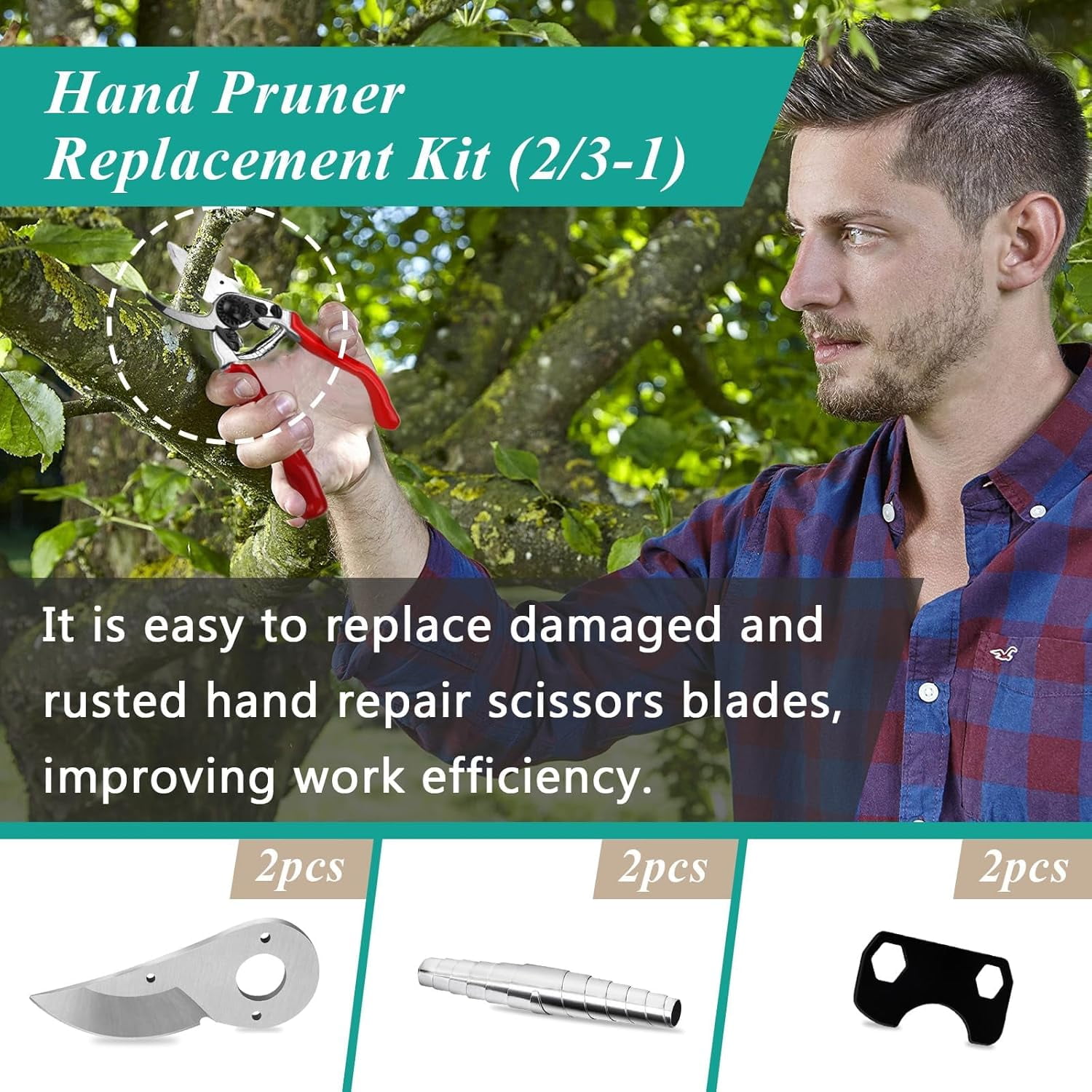 QIHE-2 Pcs Hand Pruner Replacement Kit (2/3-1) for Felco Pruners Models ...