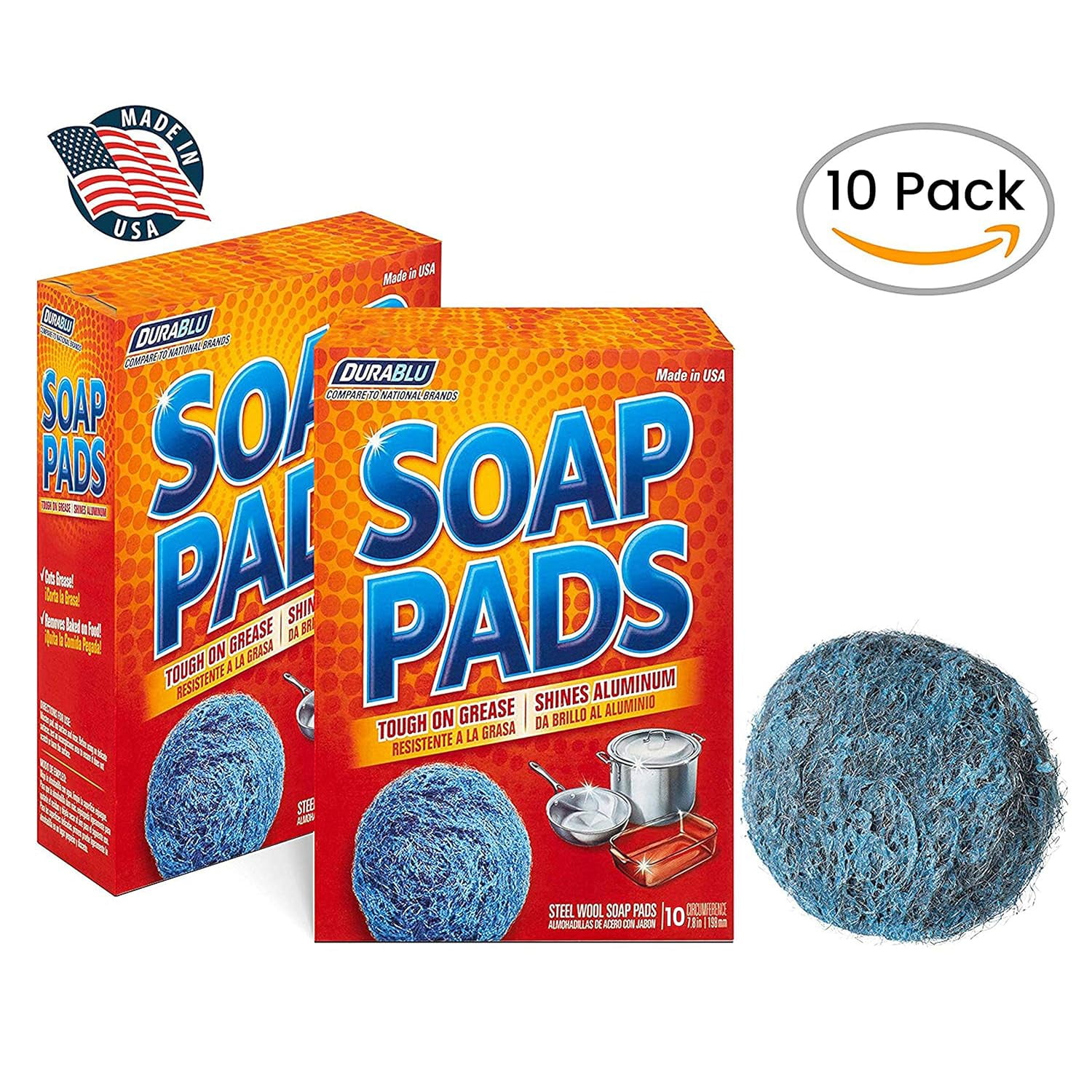 QIHE-20 Pack Steel Wool Soap Pads - Metal Scouring Cleaning Pads for ...