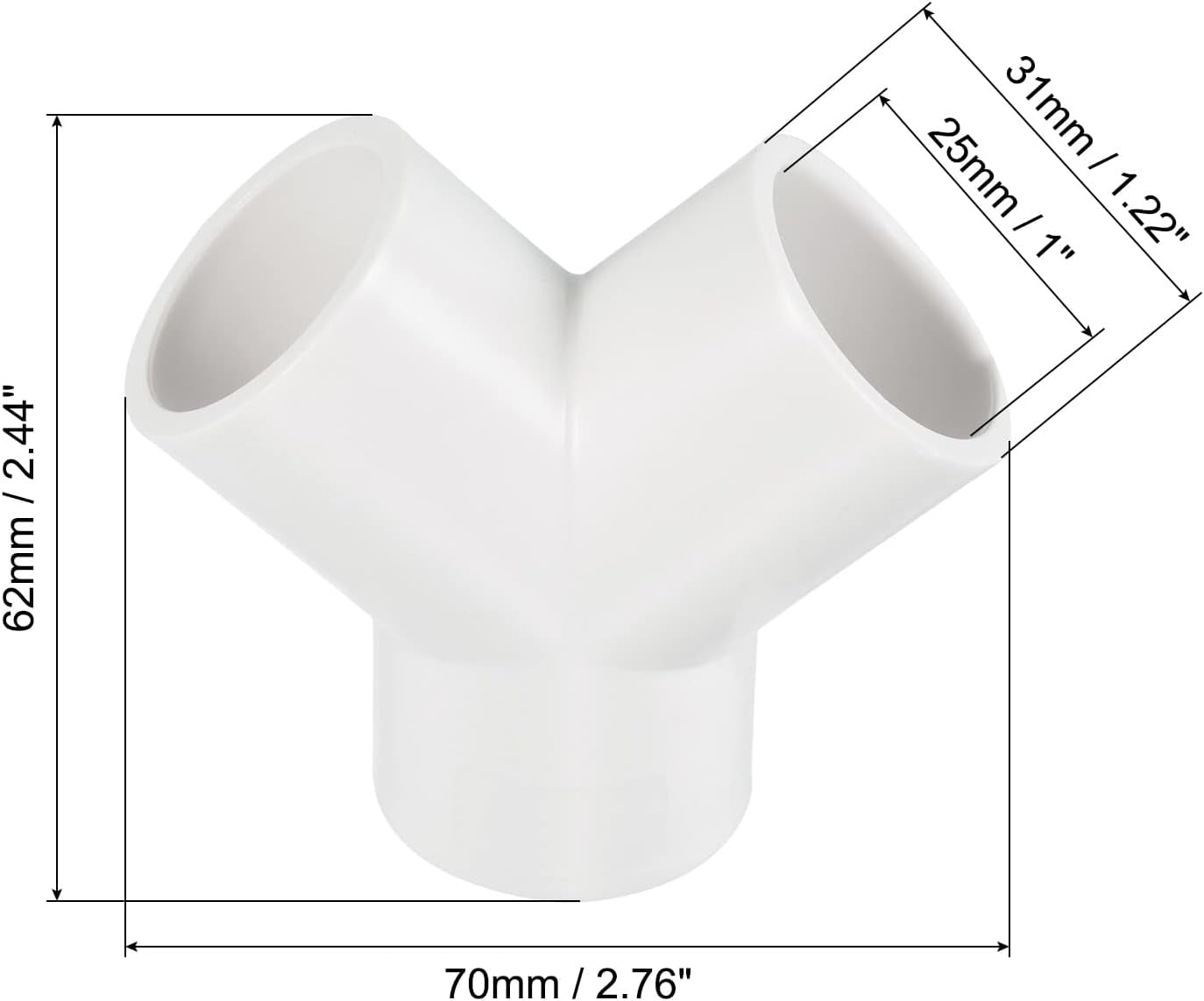QIHE-25mm PVC Pipe Fittings, 1 Pack 3 Way Y Shape Water Tubing Joint ...