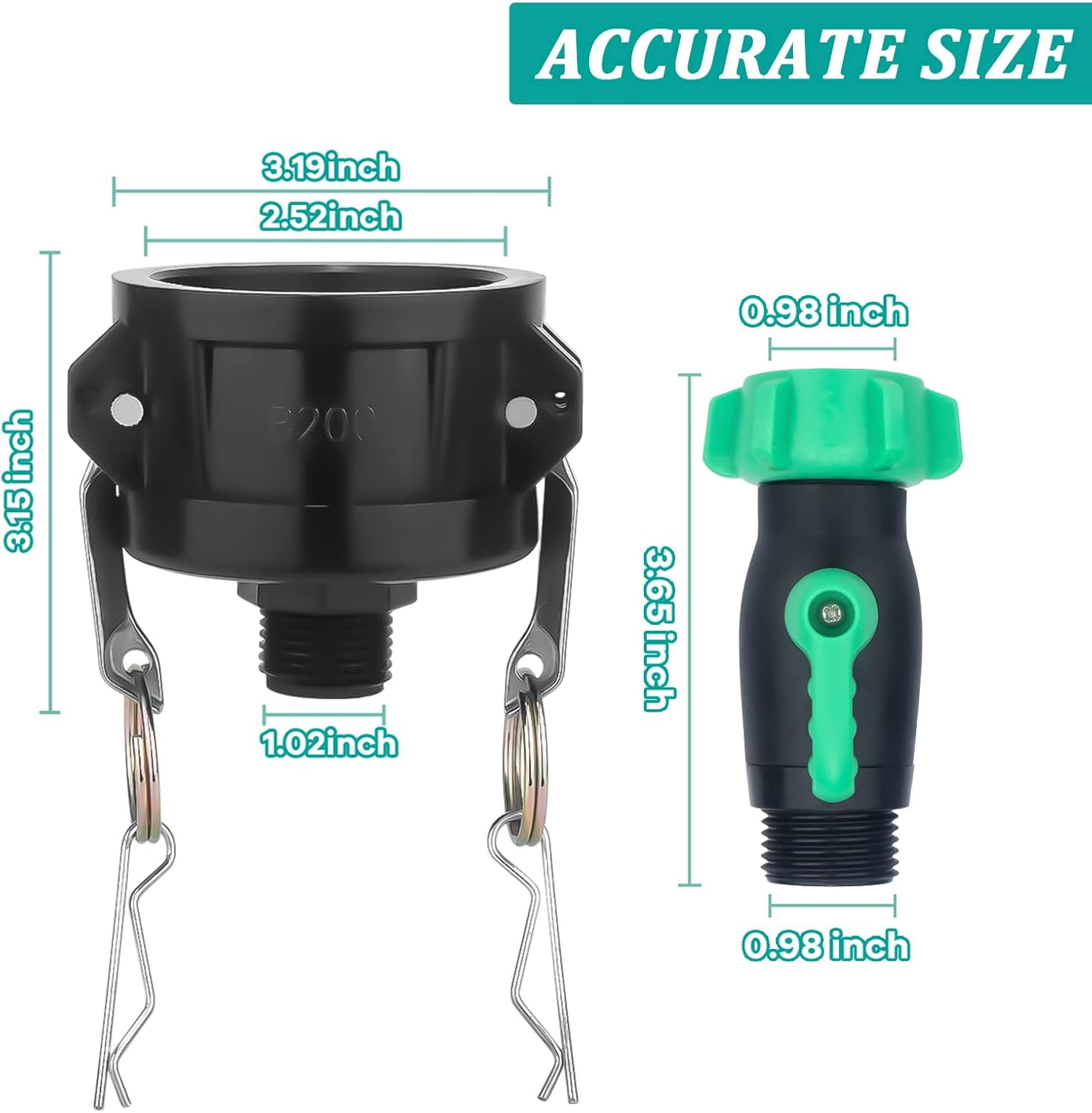 QIHE-275 330 Gallon IBC Tote Fittings with 180 Degree Hose Elbow Shut ...