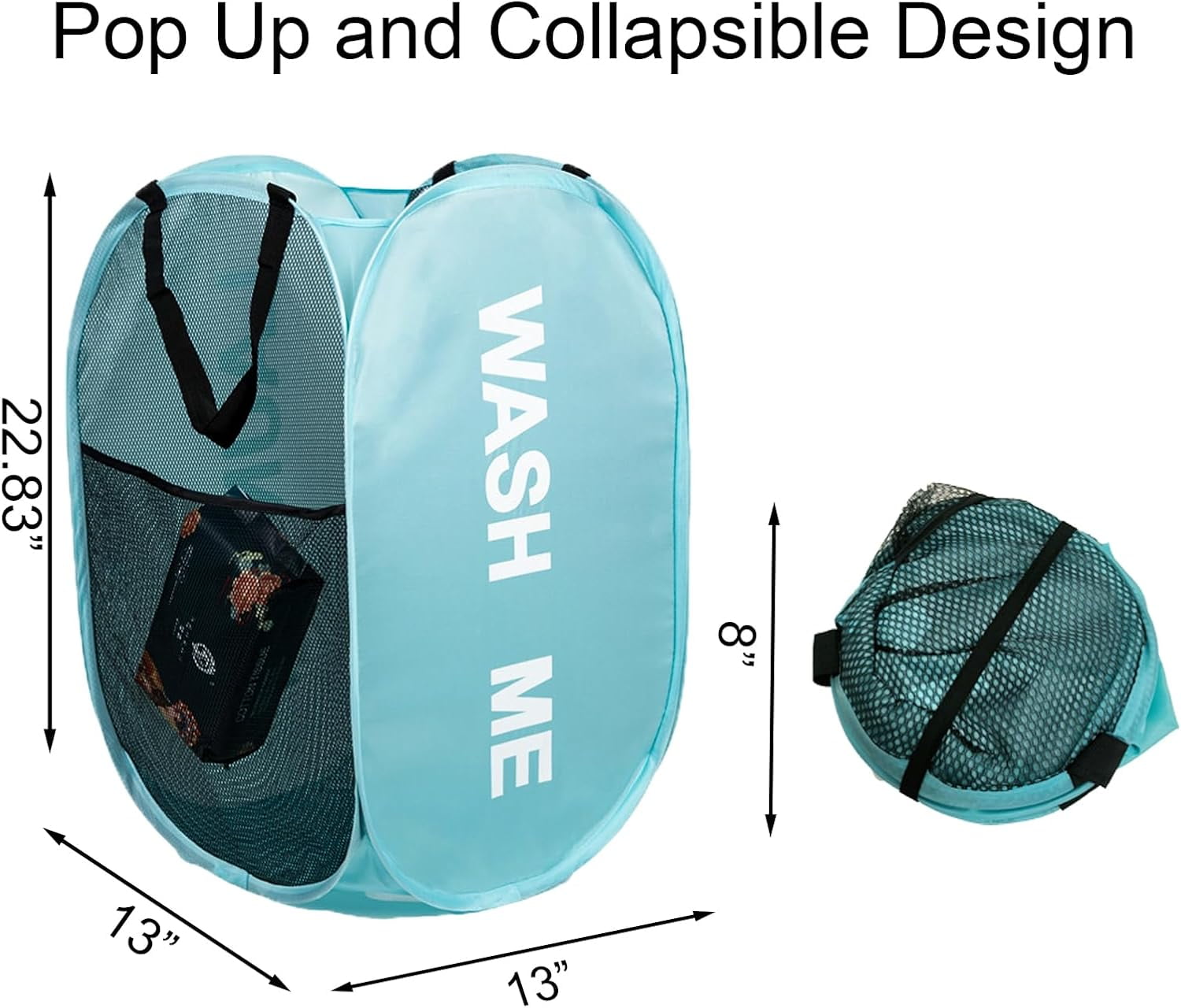 QIHE-2Pack Collapsible Laundry Baskets Pop Up Laundry Hamper Mesh ...