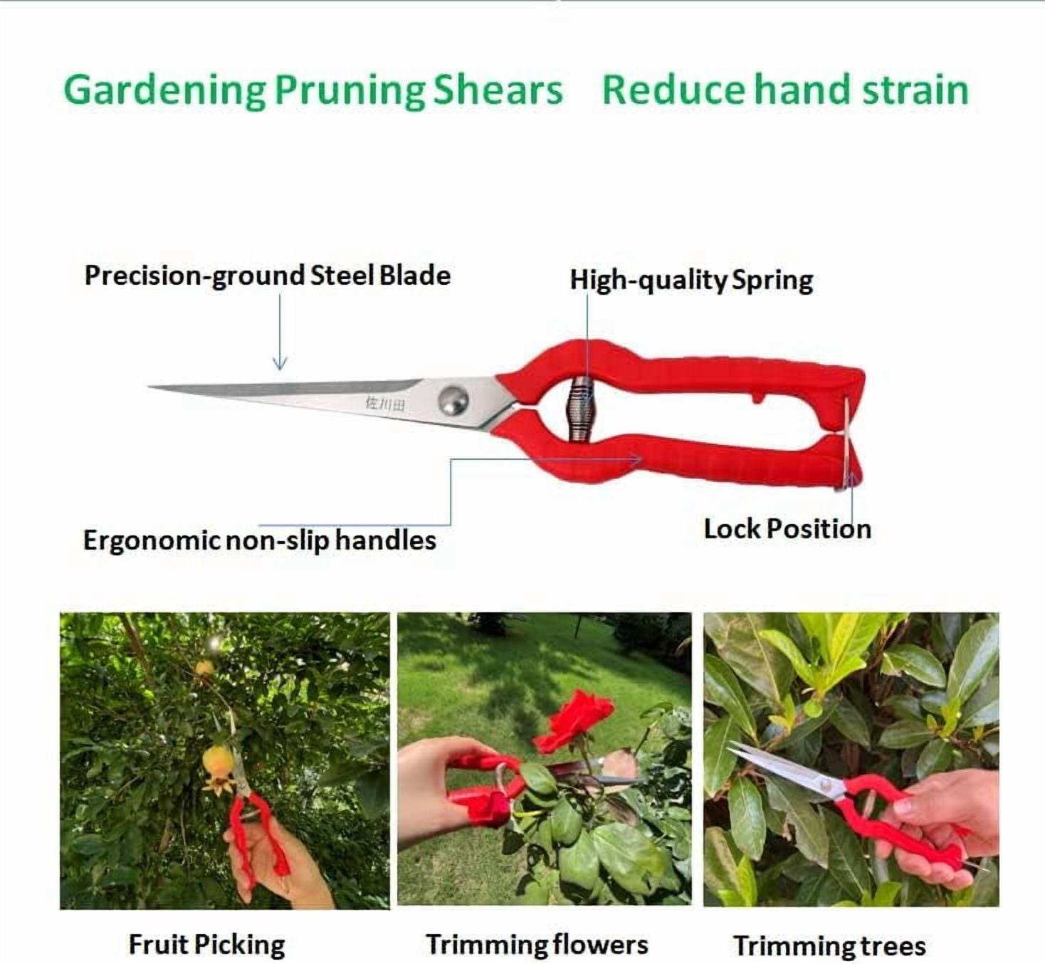 QIHE-2pack Extra Long Edge Stainless Steel Pruning Shears Fruit Trees ...