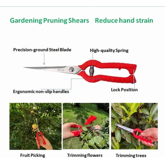 QIHE-2pack Extra Long Edge Stainless Steel Pruning Shears Fruit Trees ...