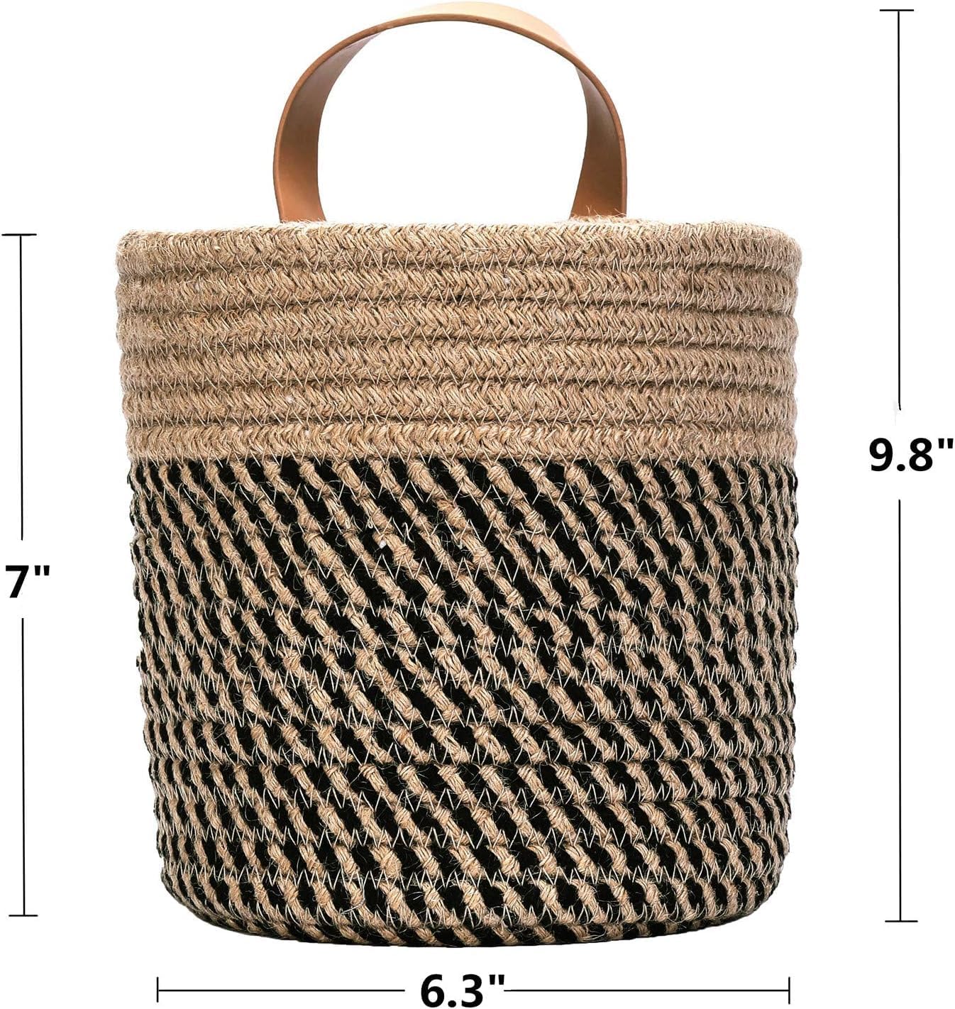 QIHE-2pack Small Hanging Baskets-Cotton Rope Wall Basket with Handle ...